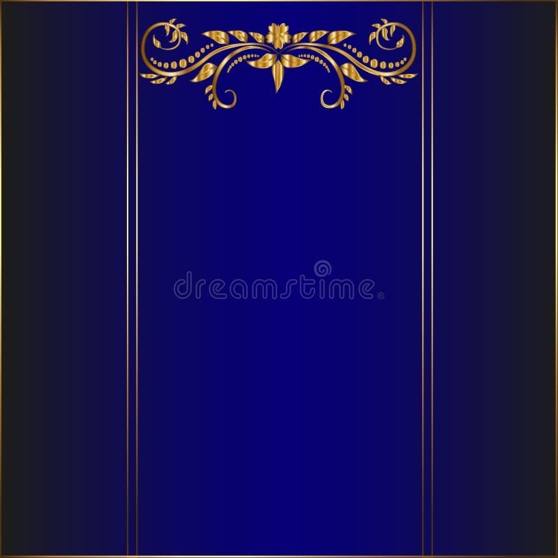 Blue Card with Golden Border Stock Illustration - Illustration of ...