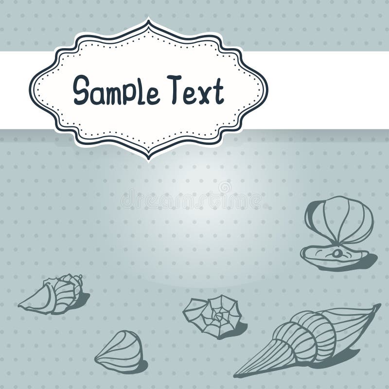 Blue Card with Hand Painted Shells Stock Vector - Illustration of ...