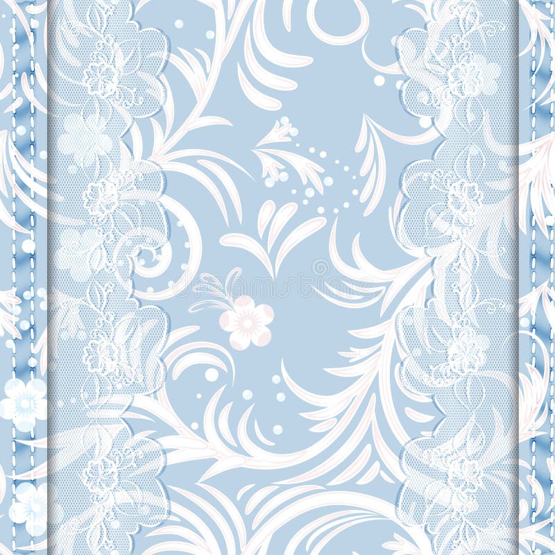Blue card with lace stock vector. Illustration of floral - 39641158