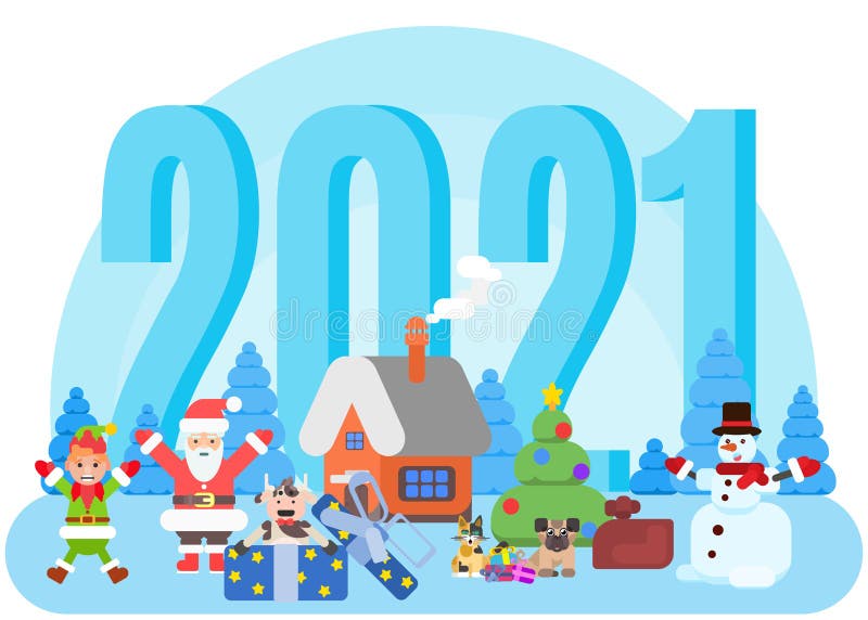 Blue Card with Numbers and Christmas Characters Stock Vector ...