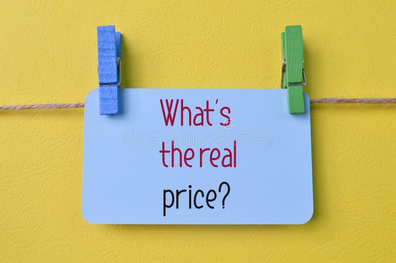 Blue Card Written with Question WHAT`S the REAL PRICE Stock Image ...