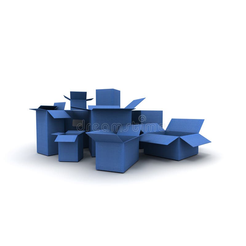 Blue Cardboard Cartons Lateral View Stock Illustration - Illustration ...