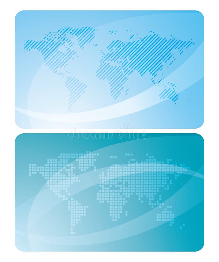 Blue Vector Cards with Maps of the World Stock Vector - Illustration of ...
