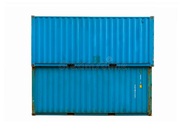Blue Cargo Container Isolated on White. Stock Photo - Image of receive ...