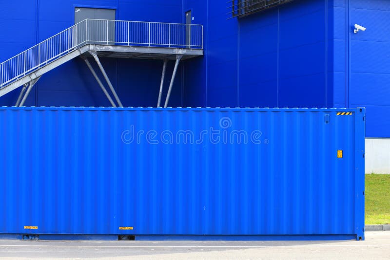 Blue cargo container stock photo. Image of business, logistics - 97635412