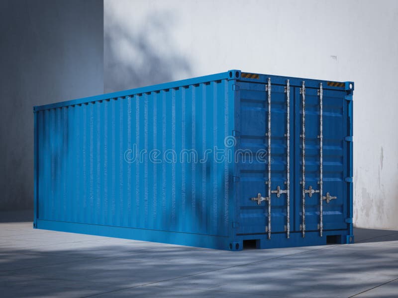 Blue Cargo Container. 3d Rendering Stock Photo - Image of equipment ...