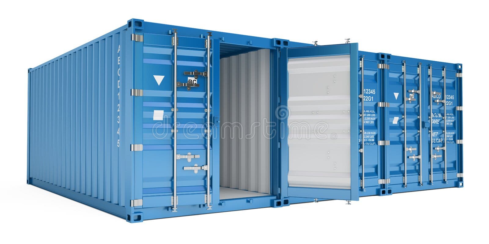 Blue Opened Empty Cargo Container, Front View. 3D Rendering Stock ... Blue Opened Empty Cargo Container, Front View. 3D Rendering Stock ...