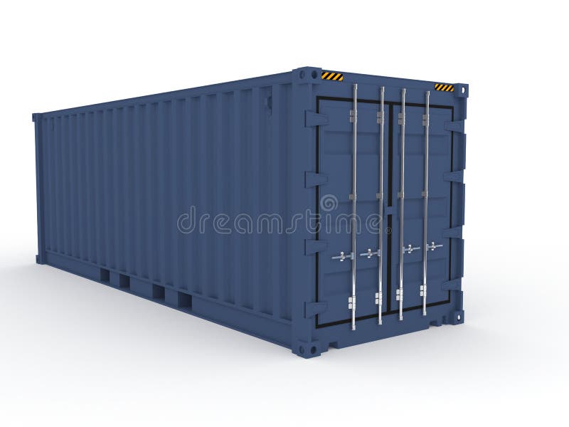 Blue cargo sea container stock illustration. Illustration of ...