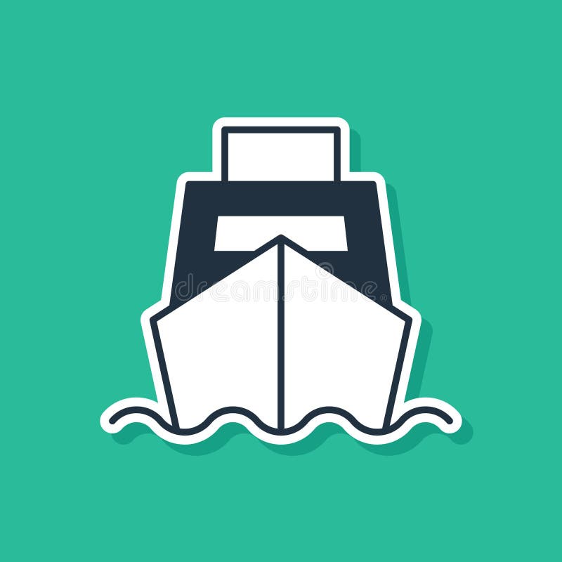 Blue Cargo Ship with Boxes Delivery Service Icon Isolated on Green ...