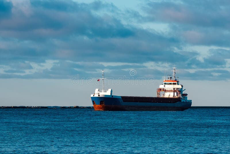 Blue cargo ship stock photo. Image of export, winter - 93287550