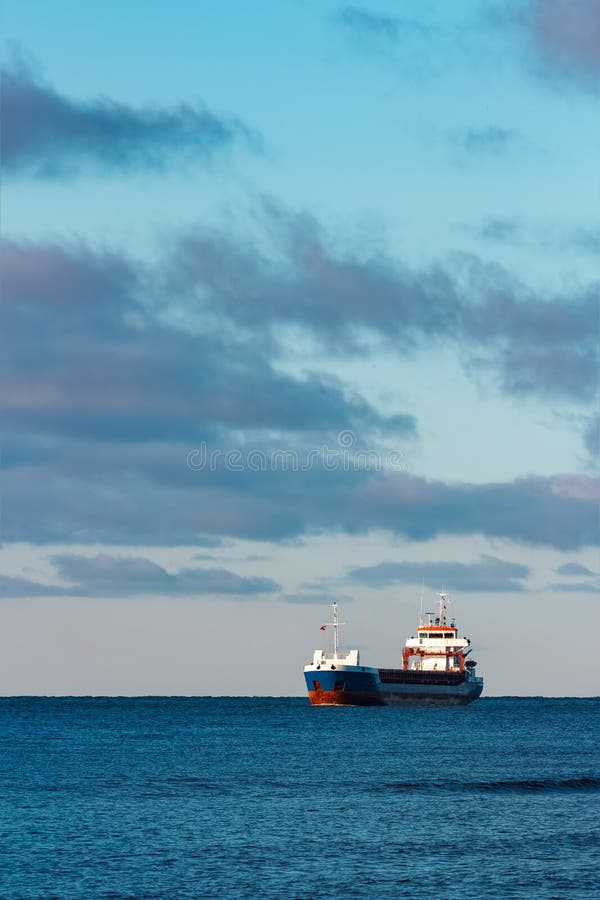 Blue cargo ship stock image. Image of moving, ship, freight - 93288673