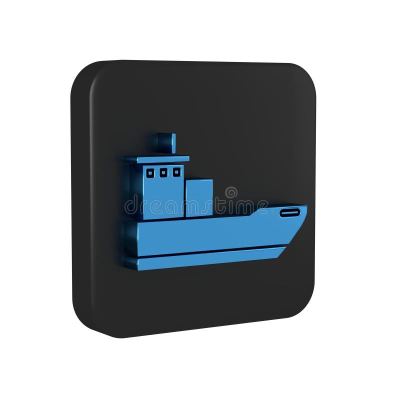Blue Cargo Ship Icon Isolated on Transparent Background. Black Square ...