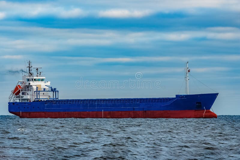 Blue cargo ship stock image. Image of export, heavy, nautical - 97446927