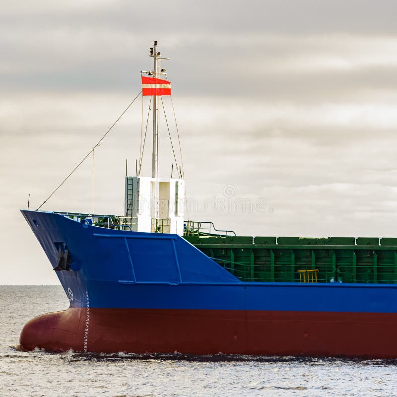 Blue cargo ship`s bow stock image. Image of delivering - 88473045