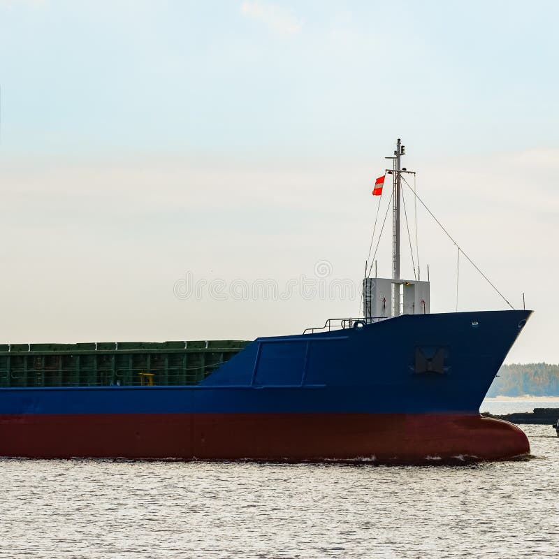 Blue cargo ship`s bow stock photo. Image of nautical - 88475006