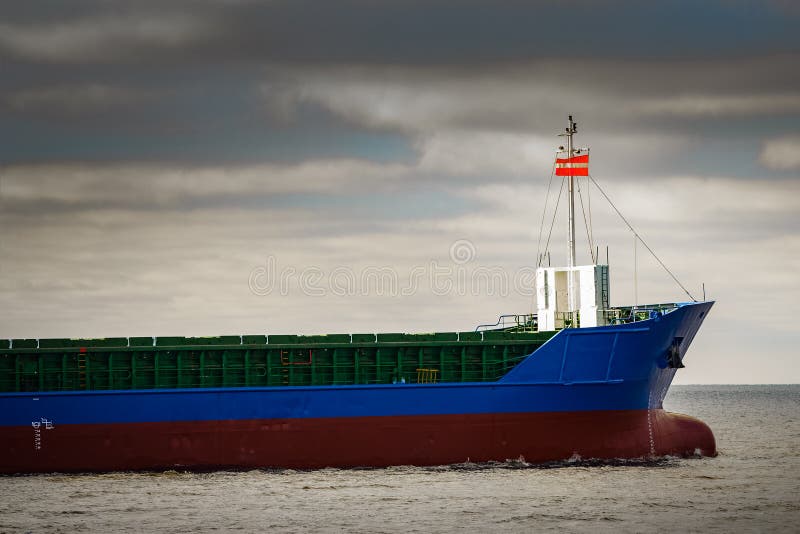 Blue cargo ship`s bow stock photo. Image of seafaring - 88609068