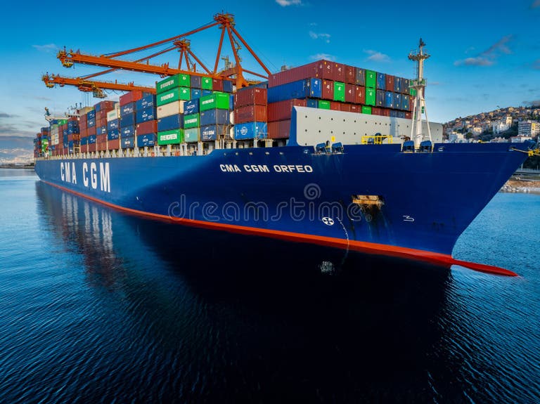 Blue Cargo Ship in the Water. Rijeka Editorial Stock Photo - Image of ...