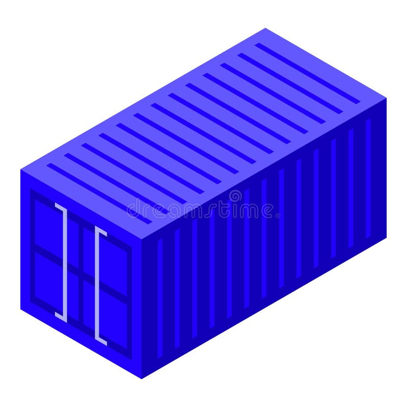 Blue Cargo Shipping Container Standing Up in Isometric View Stock ...