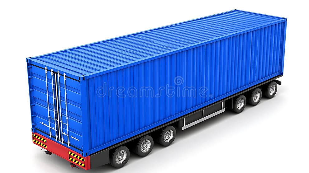 Blue Cargo Trailer on White Background Stock Illustration ...