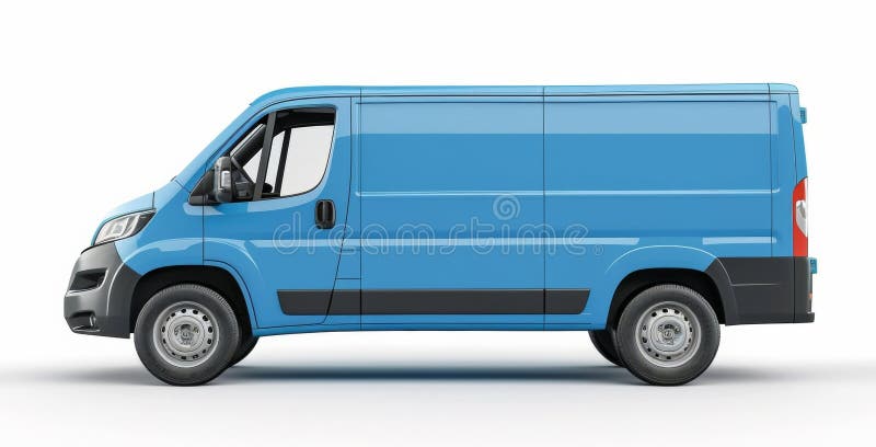 Blue Cargo Van on White Background Stock Illustration - Illustration of ...