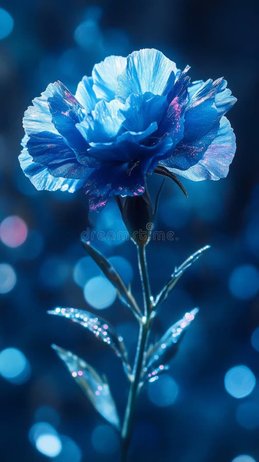 Blue Carnation on Blurred Light Background Stock Image - Image of ...
