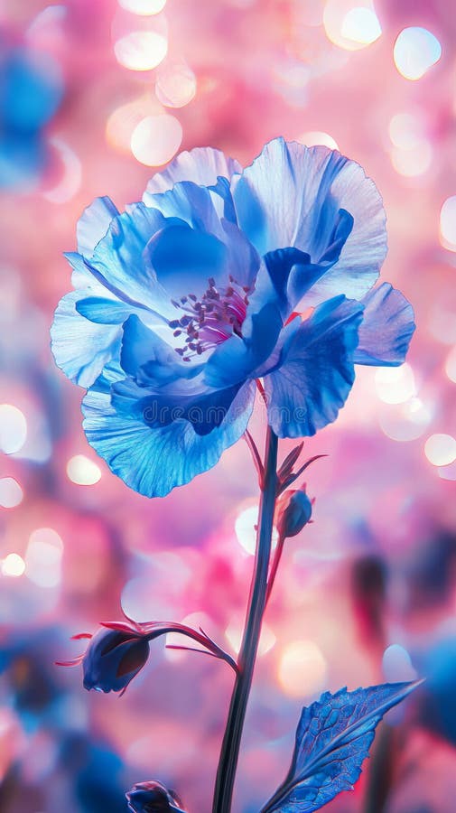 Blue Carnation on Blurred Light Background Stock Photo - Image of ...
