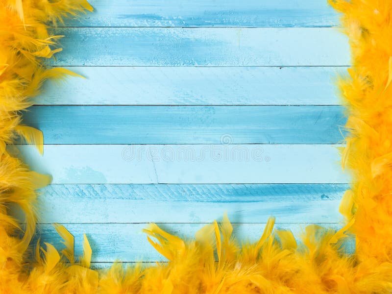 Blue Carnival Background with Yellow Feathers Stock Image - Image of ...