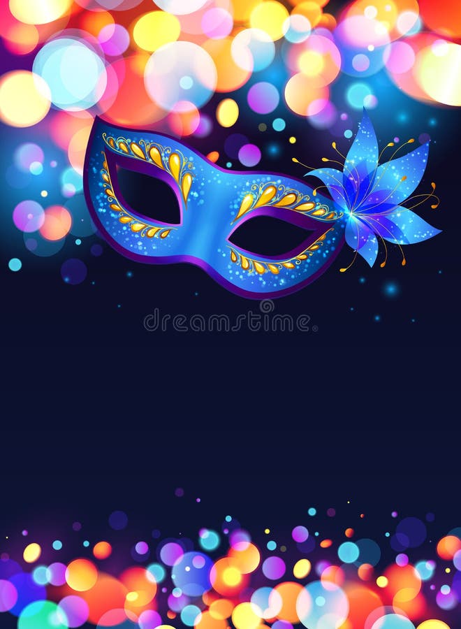 Bright Carnival Masks on Dark Blue Background Stock Vector ...