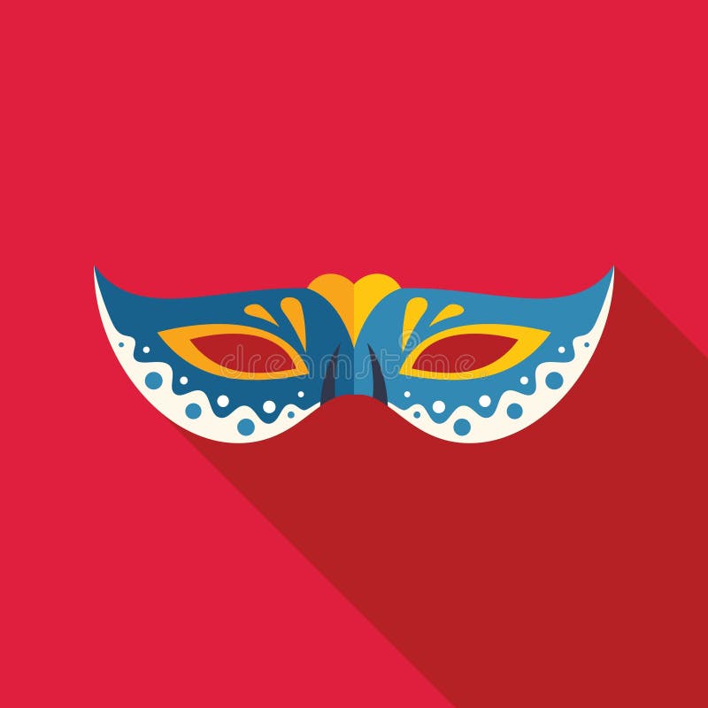 Blue Carnival Mask with Yellow Details Lying on Red Background Stock ...