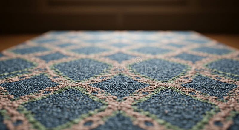 Blue Carpet with a Geometric Pattern of Interlocking Diamond Shapes ...