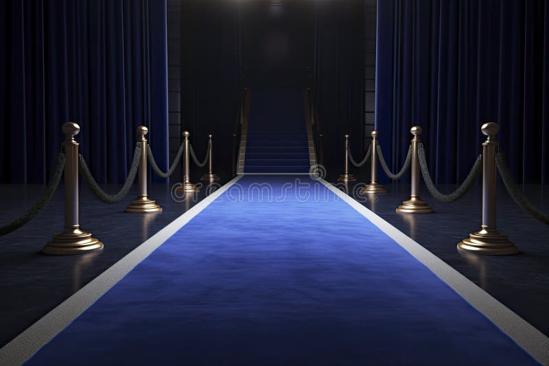Blue carpet with podium stock illustration. Illustration of illuminated ...