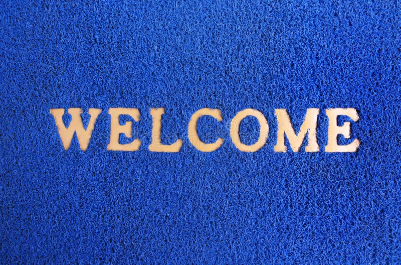 Blue carpet welcome mat. stock photo. Image of front - 25869934