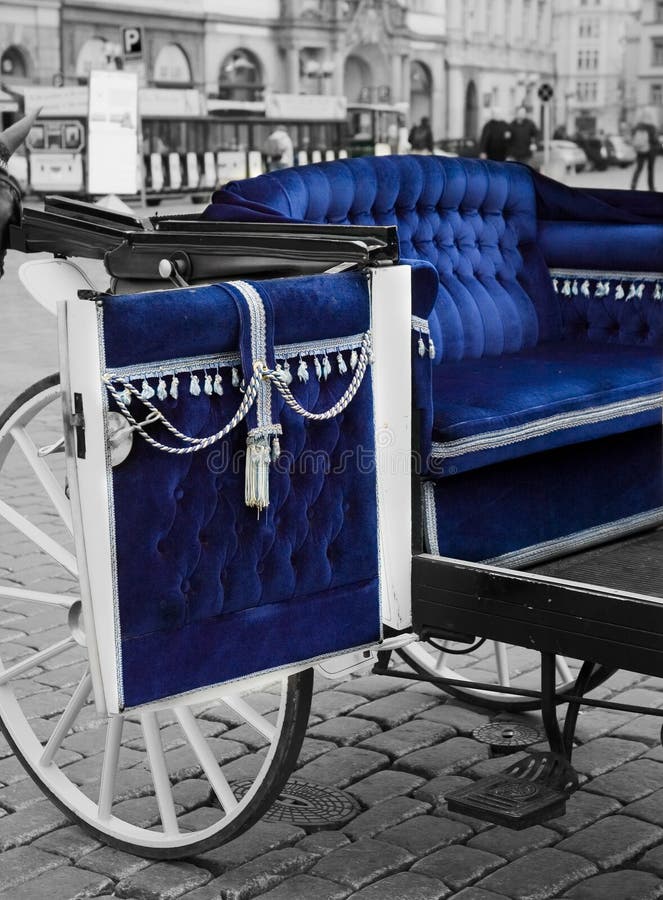 Blue carriage stock image. Image of europe, city, prague - 5503283