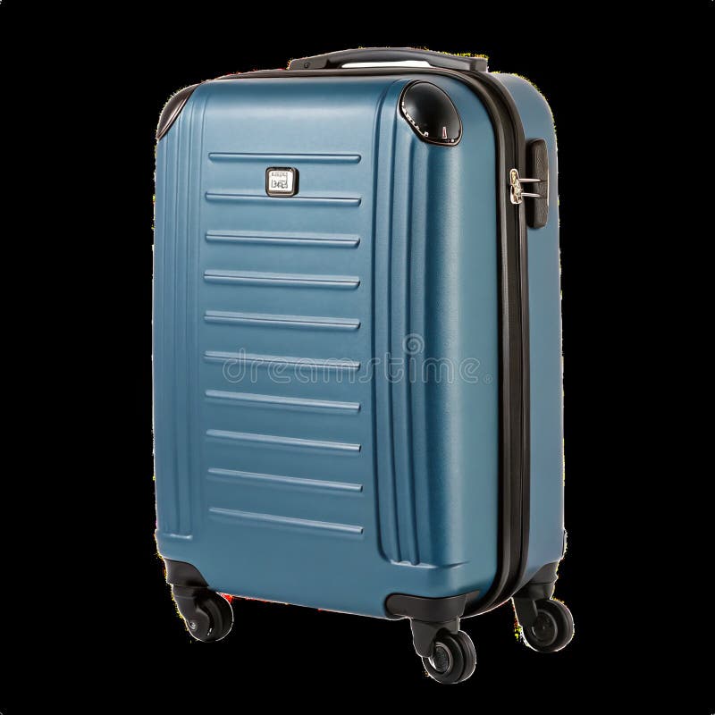 Blue Carry on Suitcase Rolling on Wheels Isolated on Transparent ...