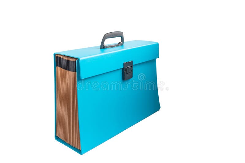 Blue Carton Briefcase Isolated on White, Paper Holder for Documents ...