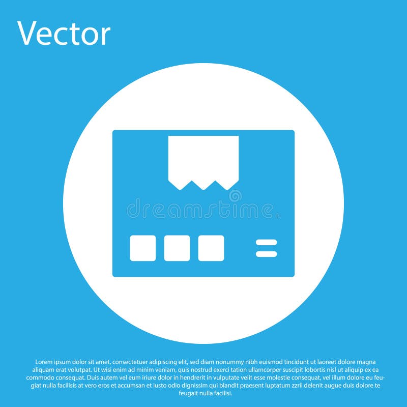 Blue Carton Cardboard Box Icon Isolated on Blue Background. Box ...