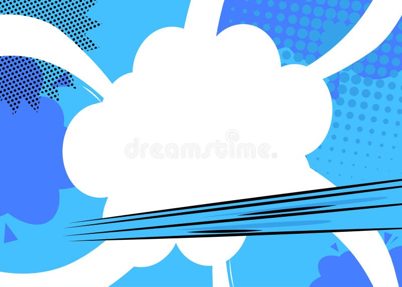 Blue Cartoon Abstract Background, Comic Book Backdrop. Retro Vector ...