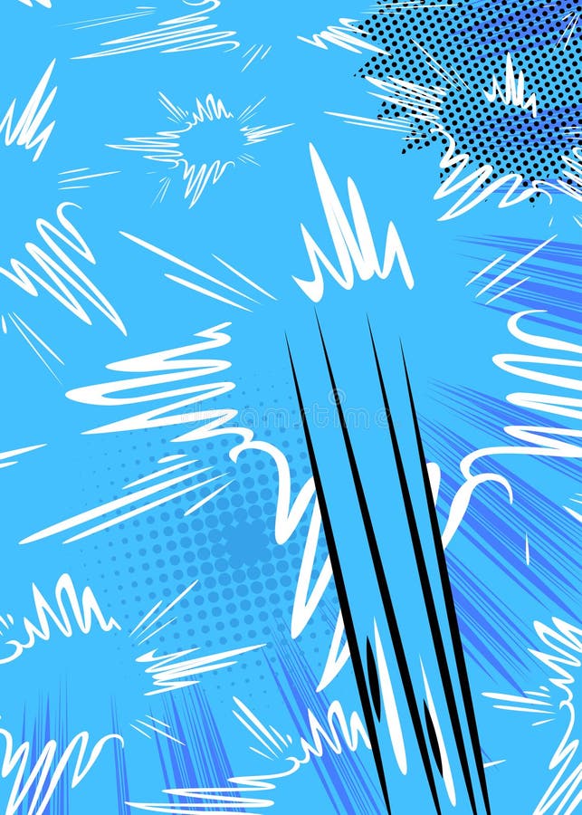 Blue Cartoon Abstract Background, Comic Book Backdrop. Retro Vector ...