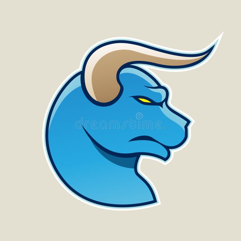 Blue Cartoon Bull Icon Vector Illustration Stock Vector - Illustration ...