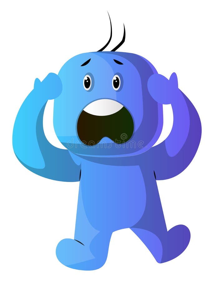 Scared Blue Emoji Face Vector Illustration on a Stock Vector ...