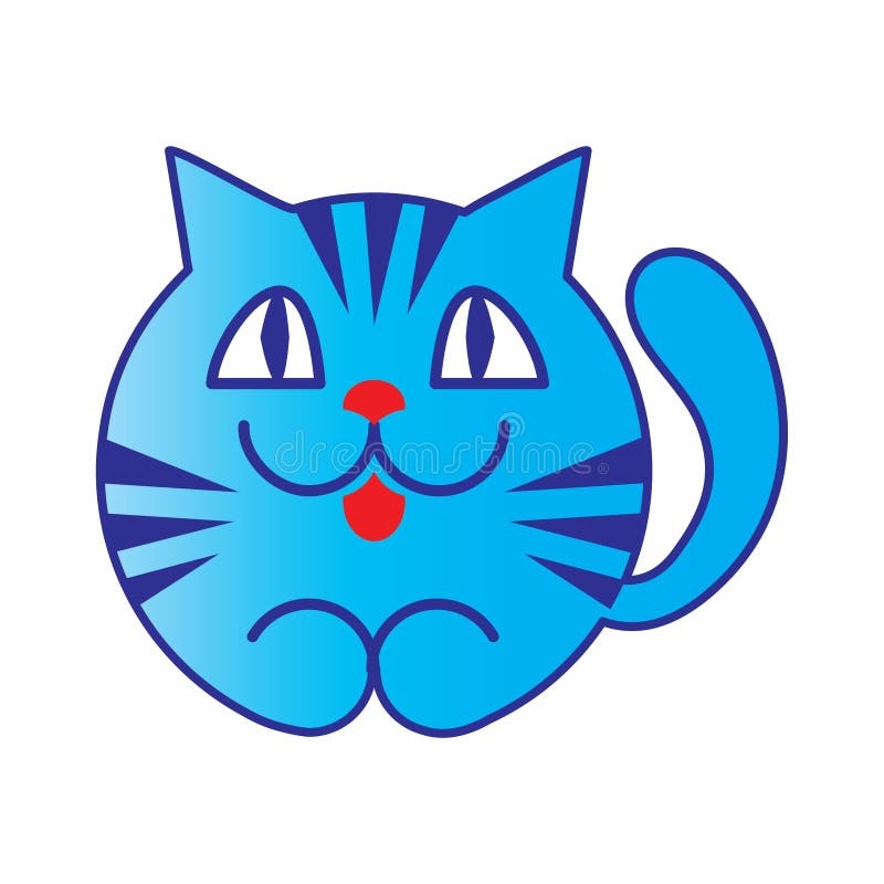 Blue cartoon cat stock vector. Illustration of cute, pets - 36759505