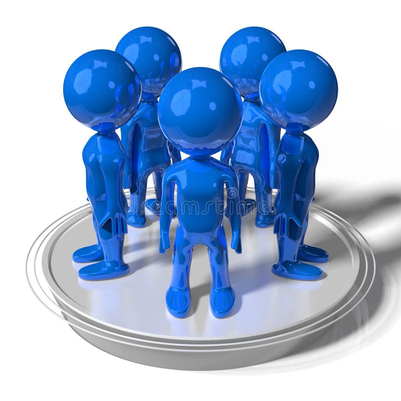 Blue Cartoon Characters, Teamwork Concept Stock Illustration ...