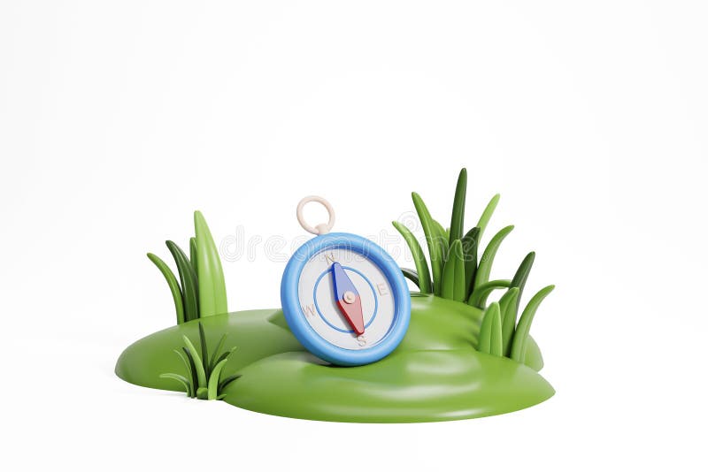 Blue Cartoon Compass for Navigation and Orientation in Forest, Copy ...