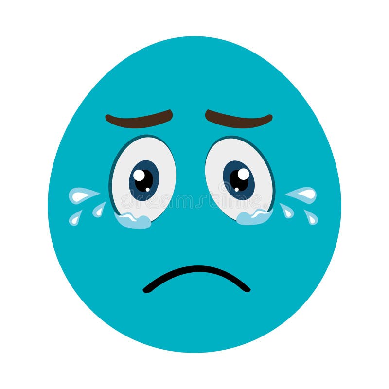 Blue Cartoon Face Crying, Graphic Stock Illustration - Illustration of ...