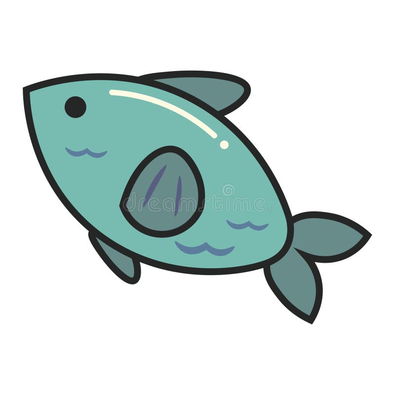 Blue Cartoon Fish Icon. Vector Stock Illustration - Illustration of ...