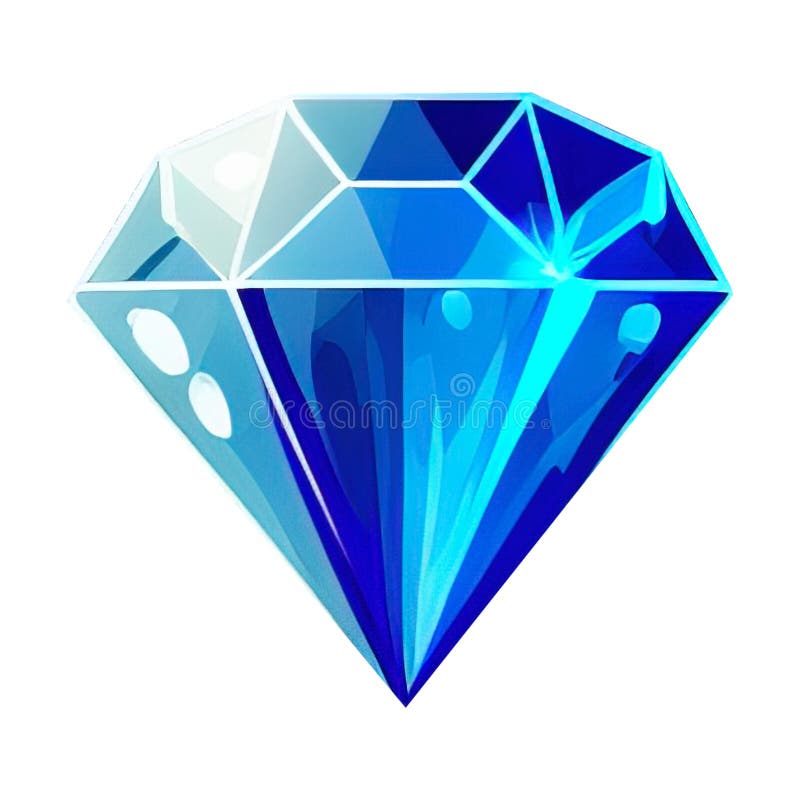 Blue Cartoon Gem Isolated on White Stock Photo - Illustration of ...