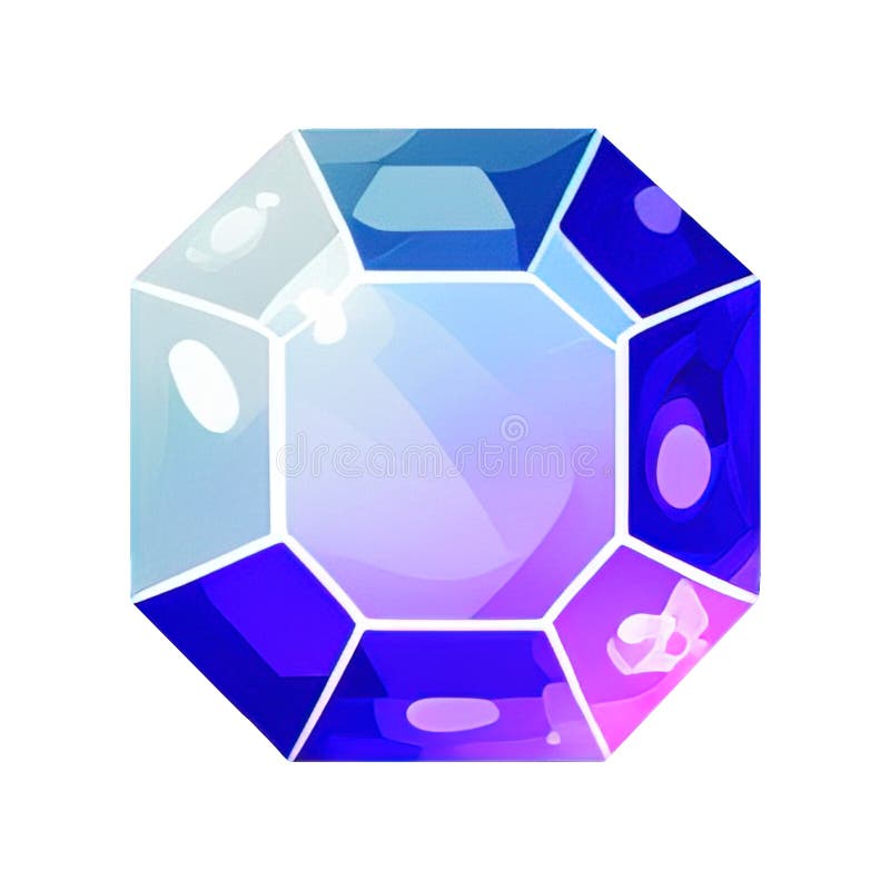 Blue Cartoon Gem Isolated on White Stock Photo - Illustration of ...