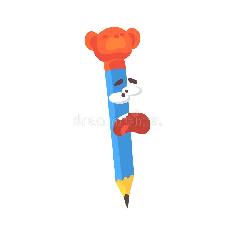 Blue Cartoon Pencil Comic Character Screaming, Humanized Pencil with ...