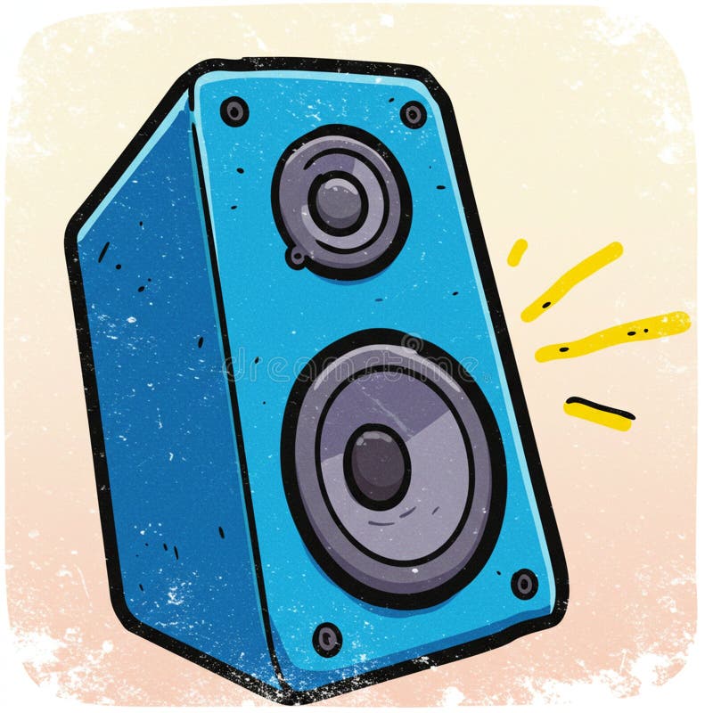 Blue Cartoon Speaker with a Rectangular Shape and Textured Surface ...