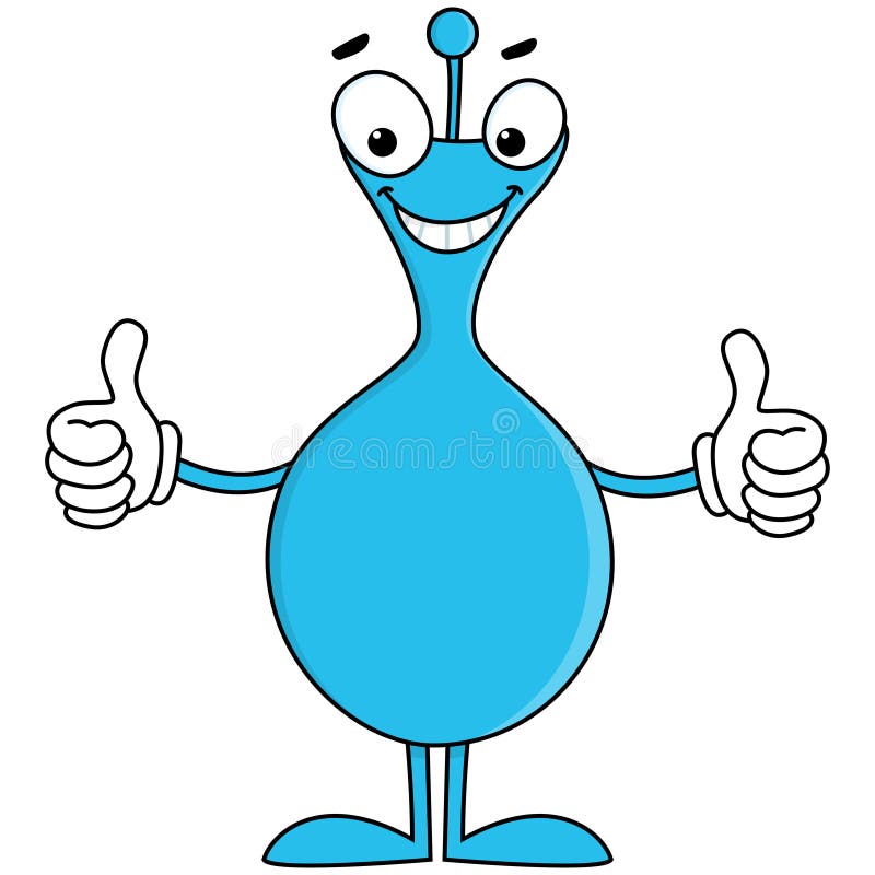 Blue Cartoon with Thumbs Up Stock Vector - Illustration of white ...